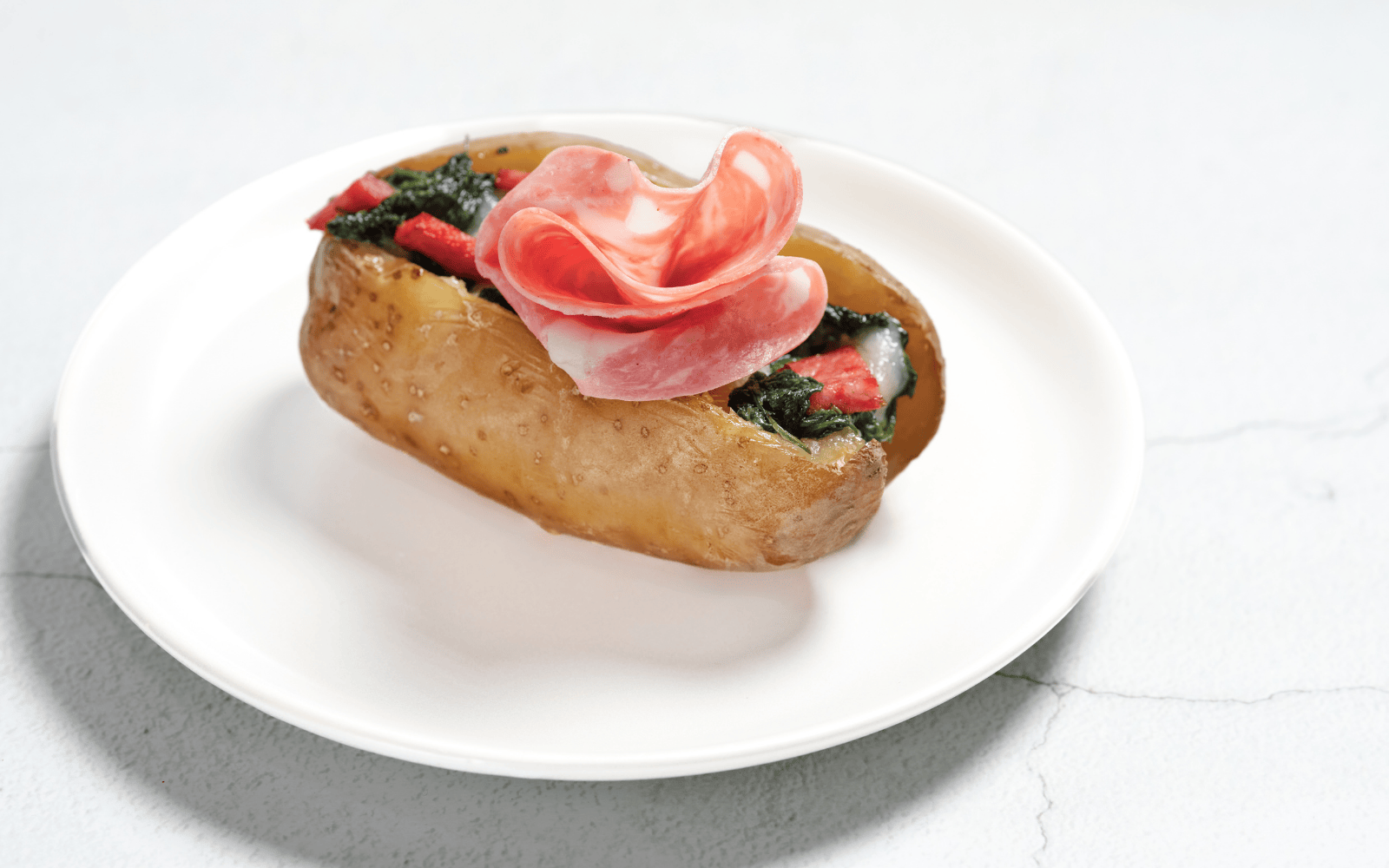 Jacked potato con Salame Cotto Materìn e spinaci